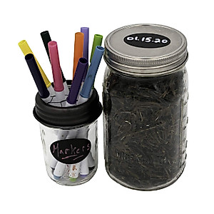 48 Chalkboard Label Stickers by Mason Jar Lifestyle - Reusable Black Vinyl Stickers for Jars and Lids (Oval)
