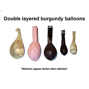 famzigo Burgundy balloon garland kit - 16.5 FT, rose gold, pink, metallic, white, clear with gold confetti, party decorations, wedding decoration, baby shower decor,100 glue dot pcs balloon arch