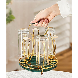Alunsito Cup Drying Rack Beer Glasses Stand 6 Mugs Metal Drainer Holder Non-Slip Mugs Organizer with Handle for Sink, Coffee Table, Outdoor