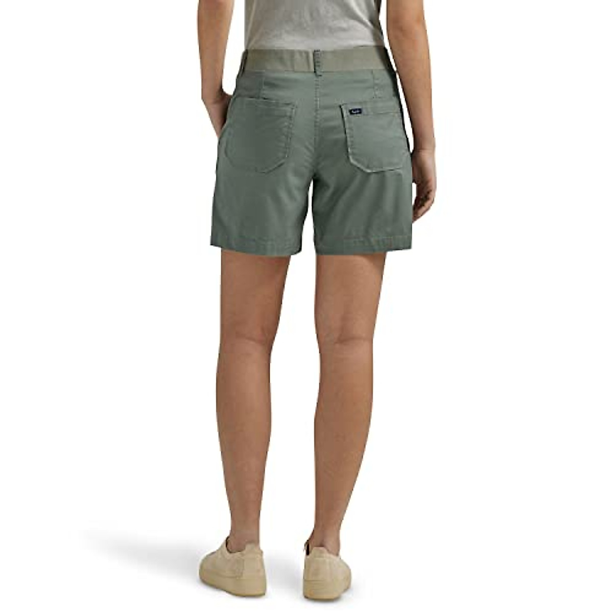 Lee Women's Flex-to-Go Mid-Rise Relaxed Fit 6" Cargo Short, Fort Green