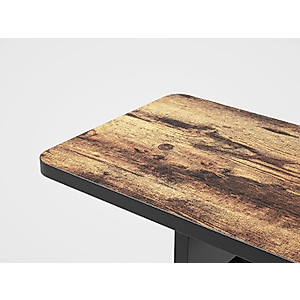 FEZIBO Dual Monitor 43 Inch Stand Riser-Monitor Stand with pen tray, Solid Wood Desk Shelf with Eco Cork Legs for Laptop Computer/TV/PC/Printers, Light Rustic Brown