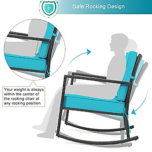 Bed Bath & Beyond Patio Rocking Chair Outdoor Glider Rattan Rocker Chair Turquoise