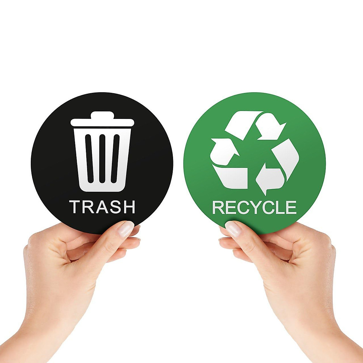 Recycle Stickers for Trash Can - Vinyl Recycle and Trash Signs, Labels for Recycling, Decals for Trash Bins, 6" Outdoor & Indoor Use, Premium Vinyl Self-Adhesive Stickers with Protective Film