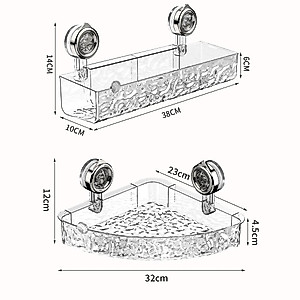 CQJJTKX Raidley No Drill Clear Wall Caddy, 2024 New Light Luxury Style Glacier Pattern Suction Cup Shelf, No Drill Clear Shower Caddy Wall Caddy, Raidley Bathroom Storage Shelf (1pc C)