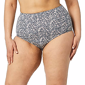 Amazon Essentials Women's High-Waist Bikini Bottoms, Ditsy Floral, Large