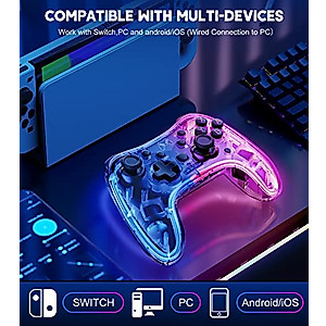 Switch Controller Compatible with Switch/Lite/OLED Controller, Switch Pro Controller With RGB Breathing LED, Switch Controllers Remote Supports Multi-Platform&App with Turbo, Wake-up Function