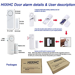 Hiistar Personal Security Window & Door Alarm Bell | Wireless Sensor Door Window Burglar Alarm | Pack of 10
