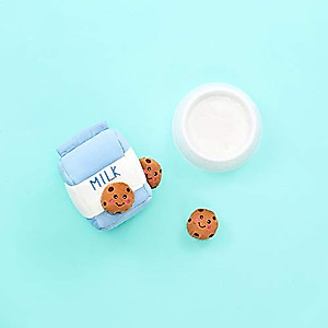 ZippyPaws Burrow, Food Buddies Milk & Cookies - Interactive Dog Toys for Boredom - Hide and Seek Dog Toys, Colorful Squeaky Dog Toys for Small & Medium Dogs, Plush Dog Puzzles