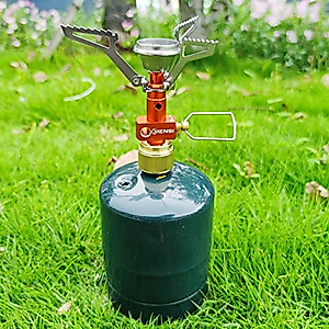 MENSI Propane Gas Camping Stove Adapter 1LB Small Tank Convert to EN417 Bottle Thread 7/16" Brass Adapter