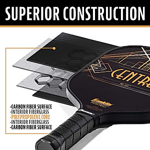 Franklin Sports Pro Pickleball Paddle - Pro Tournament Pickleball Paddle - USA Pickleball (USAPA) Approved Carbon Fiber Pickleball Racket - Official Centre Pickleball Paddle - Gold - 13mm Core