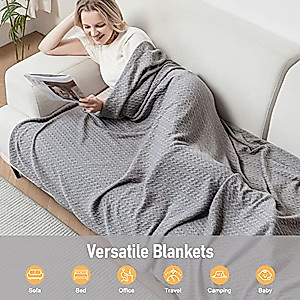 Wemore Cooling Blanket for Hot Sleepers, Summer Cool Blankets That Absorb Body Heat to Keep Cool on Hot Night, Ultra-Cool Lightweight Jacquard Blanket for Bed Sofa, Grey, Twin Size 60 X 80 Inches