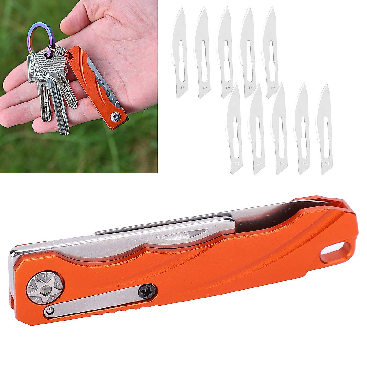 YUANJS Folding Knife,Mini Folding Knife with Blades Replacement Portable Pocket Key Knife for Outdoor Camping