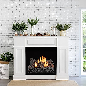 Duluth Forge DLS-N22T Natural Gas Ventless Fireplace Logs Set with Thermostat, Use with Natural Gas, 32000 BTU, Heats up to 1100 Sq. Ft, Winter Oak, 22 Inches