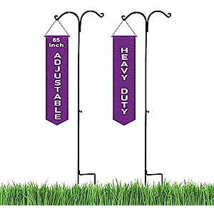 Ashman Black Shepherd Hook 65 Inch (2 Pack), 12MM Thick, Super Strong, Rust Resistant Steel Hook Ideal to use for at Hanging Wind Chimes, Hanging Plant Basket, Solar Light, Bird Feeder and More.