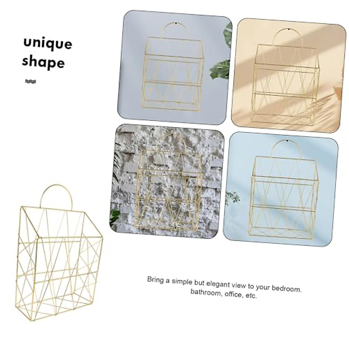 HOLIDYOYO Hanging Shelf Magazine Racks Desk Storage Shelf Wall File Organizer Hanging Magazine Mounted Mail Holder Storage Document Organizer Modern Magazine Rack Yellow