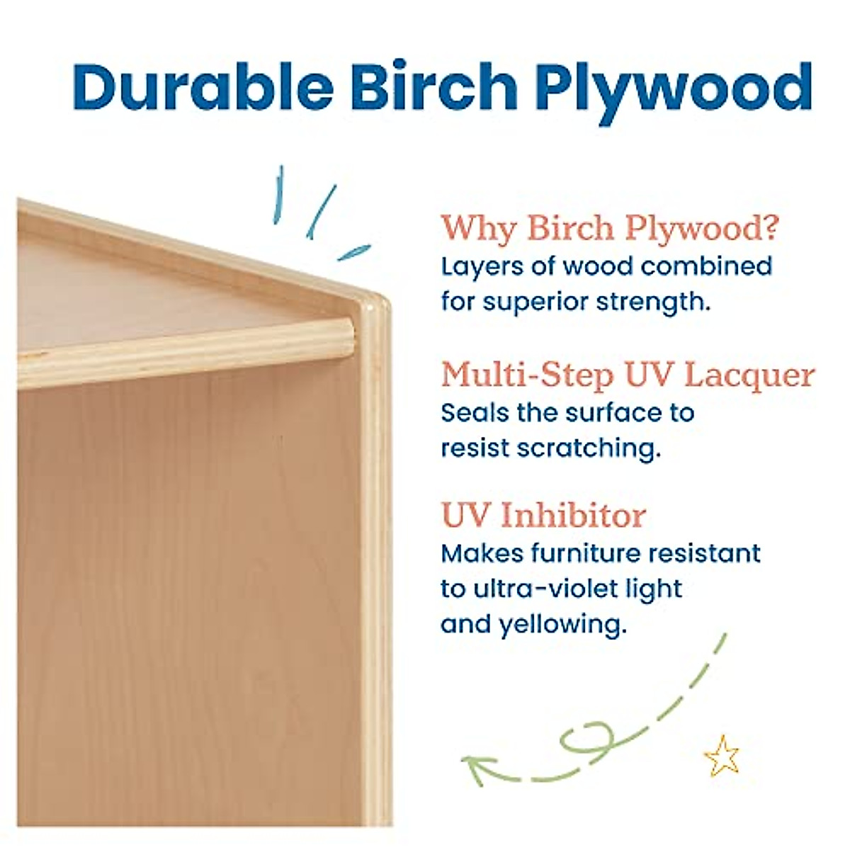 ECR4Kids Streamline 2-Shelf Storage Cabinet, 24in, Kid's Bookshelf, Natural