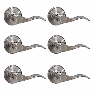 Probrico Wave Style Single Dummy Door Levers Dummy Door Handles Satin Nickel Finish, Right Handed, Pack of 6