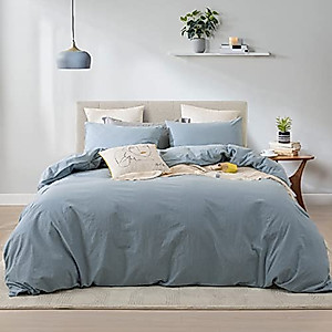 Ventidora 3 Piece Duvet Cover Set King Size,100% Organic Washed Cotton with Linen Feel Like Textured, Luxury Soft and Breatheable Bedding Set with Zipper Closure(1 Duvet Cover + 2 Pillowcases)