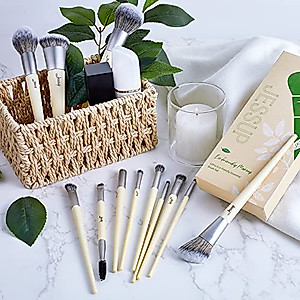 Jessup Vegan Makeup Brushes Set Premium Synthetic Powder Foundation Highlight Concealer Eyeshadow Blending Eyebrow Liner Spoolie Brush Set Burlywood 12pcs T327