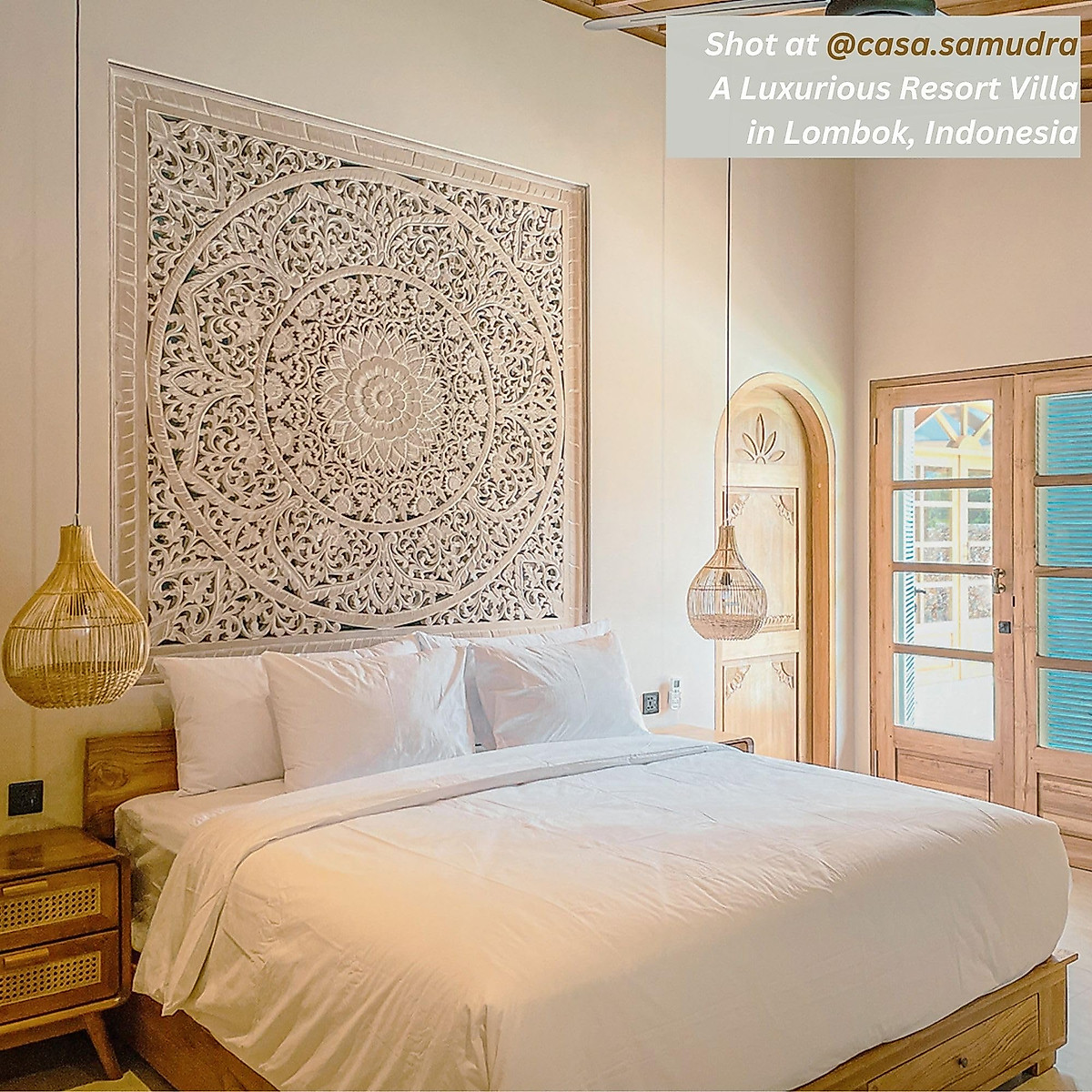 King Wood Headboard Rustic | Carved Full Headboard Only | Wooden Headboard Full Size Bed | Wall Mount Headboard King | Full Bed Headboard Panels (Manusa Antic, Cal King)