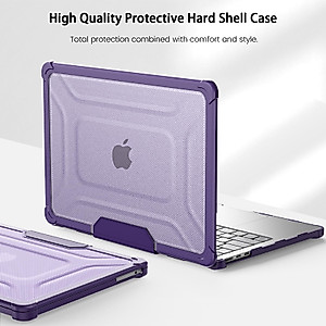 Teryeefi for 2020 2019 2018 MacBook Air 13 inch Case M1 A2337 A2179 A1932, [Shockproof] [Heavy Duty] Hard Shell with Fold Kickstand Function + Keyboard Cover + Screen Protector+OTG Adapter, Purple