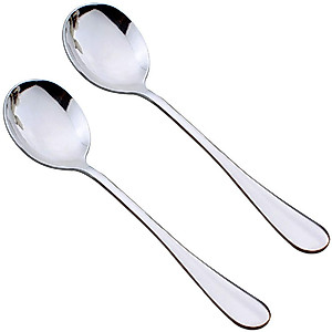 Goeielewe 2-Pack Soup Serving Spoon 7.7-inch Stainless Steel Table Spoon for Buffet, Dinner, Restaurants, Kitchen (Soup Spoon)