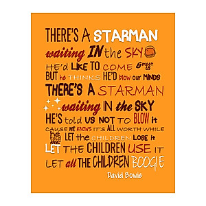 Starman - David Bowie Music Decor Wall Art, This Retro Vintage Decor Music Poster is A Great Wall Decor Retro Print For Music Room, Office Decor Home Decor, or Lounge Room Decor, Unframed - 8x10