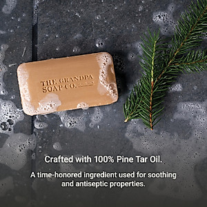The Grandpa Soap Company Pine Tar Bar Soap for Men- Made With Pine Tar Oil, 3 in 1 Cleanser Deodorizer and Moisturizer, Dermatologist Tested, Safe for Sensitive Skin, 4.25 Oz, 8 Pack