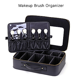 ROWNYEON Large Makeup Train Case Travel Clear Eva Makeup Bag Organizer Visible Waterproof Tpu 16.1" Comestic Bag For Womens