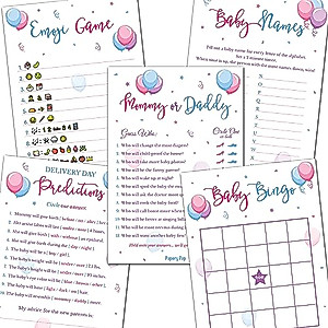 Gender Reveal Party Games - 5 Activities for 25 Guests - Double Sided Games