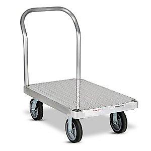Magliner PTK2436T1-Q Aluminum Tread Deck Platform Truck, 2,700 lbs Capacity, 36" Length x 24" Width, Silver