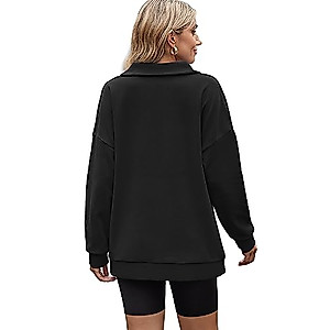 Dofaoo Long Sleeve Tops For Women V Neck Pullover Sweatshirts V Neck Tunic Tops Black M