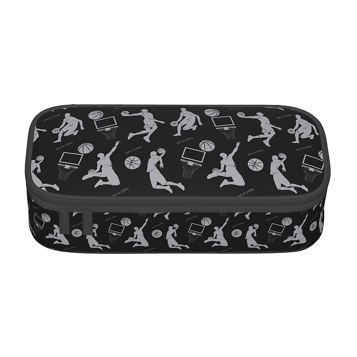 Perinsto Sport Baskground Pencil Case Big Capacity Multi Compartment Stationery Box Basketball Pencil Pouch Holder Desk Organizer For School Office Home