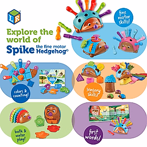 Learning Resources Spike The Fine Motor Hedgehog First Words -Ages 18+ Months,15 Pieces, Toddler Learning Toys, Fine Motor Fun for Kids, Preschool Toys