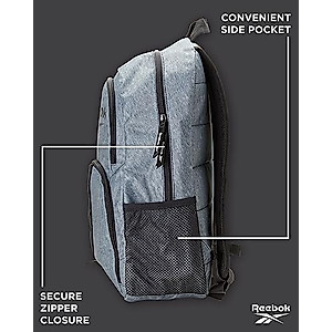 Reebok Backpack - Santa Fe Sports Gym Bag - Lightweight Carry On Weekend Overnight Luggage - Casual Daypack for Travel, Beach, Size onesize, Heather Grey