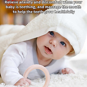 Wood Teething 10Pcs Wood Teething Rings Baby Infant Teether Wooden Bracelet DIY Craft Pacifiers Teethers Teething Relief Baby Wooden Teether Accessories Pendant Connector