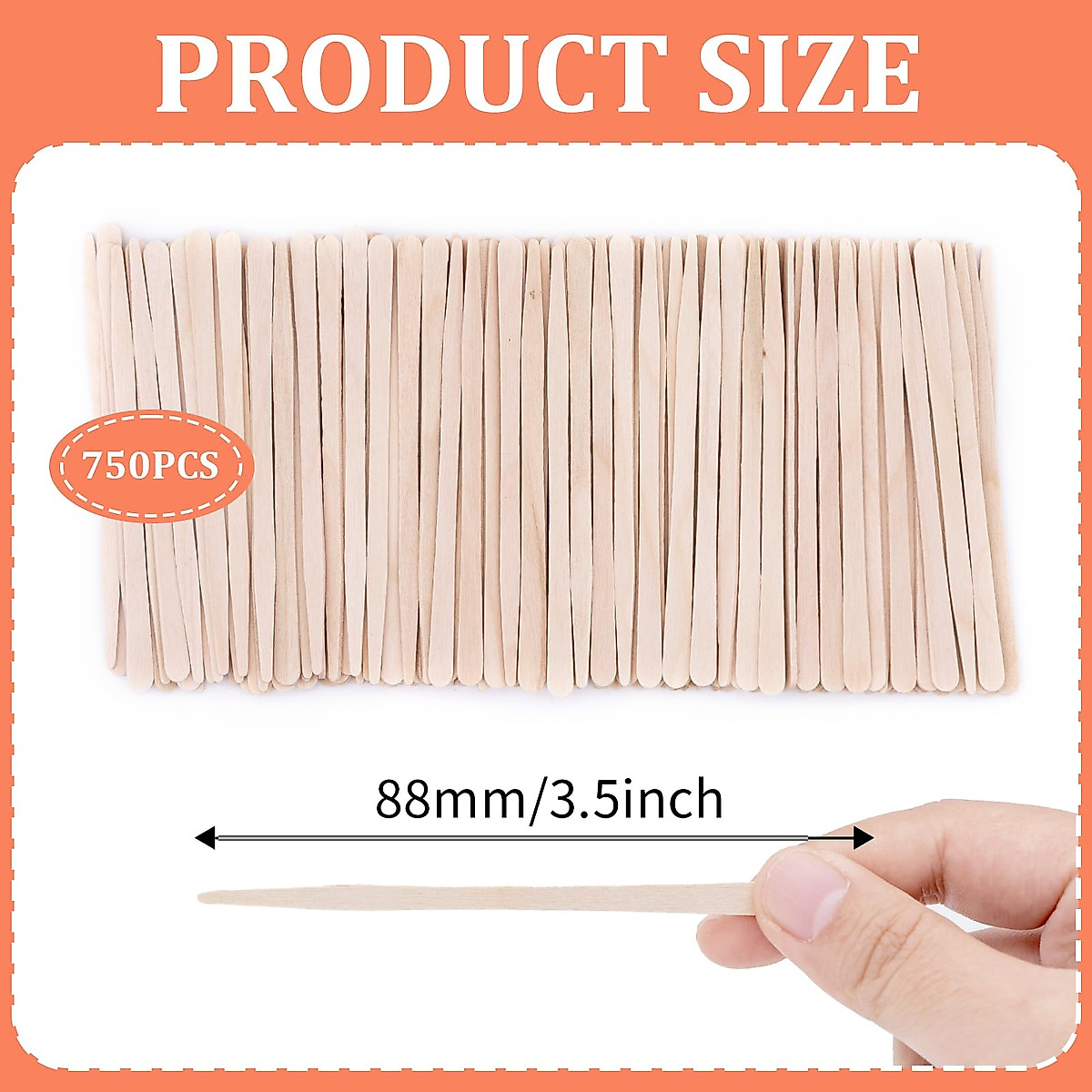 750Pcs Wooden Wax Sticks Eyebrow Lip Nose Waxing Sticks Small Wax Applicator Sticks Spatulas Applicator for Hair Removal and Smooth Skin Spa and Home Usage (750PCS)