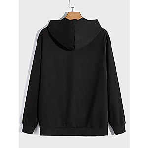 SheIn Men's Graphic Long Sleeve Hoodies Zip Up Drawstring Hooded Sweatshirt Jacket Black S