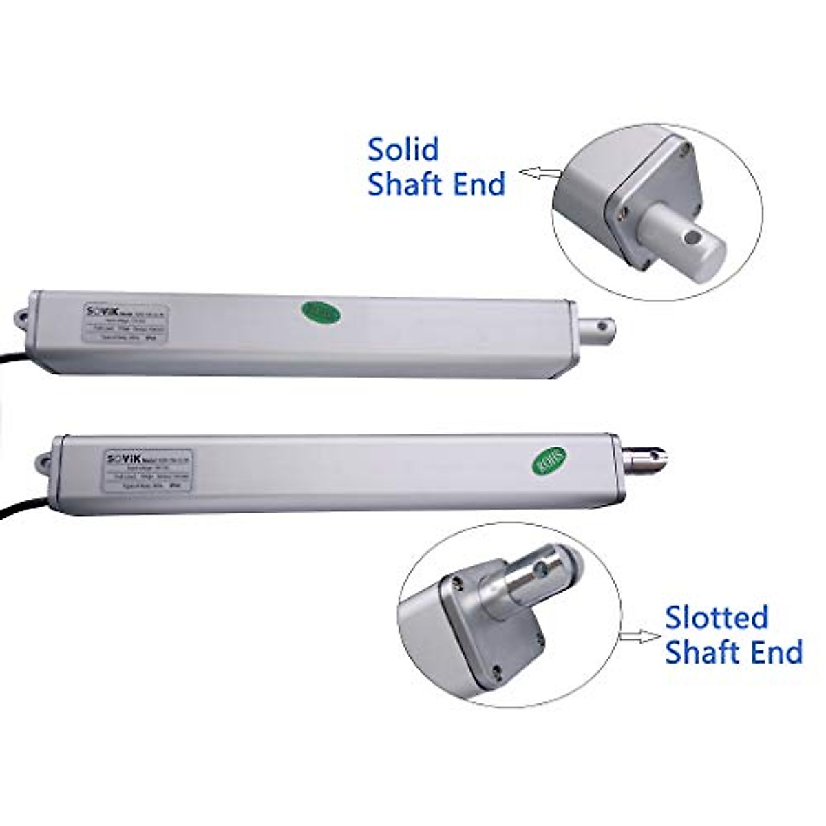 SOViK 12V DC 24 inch Stroke Linear Actuator Electric Cylinder with Mounting Brackets Max Force 150 pounds Speed 3/5" per sec Square Tube 7/4"(W) x7/4"(H) (Solid Shaft End)