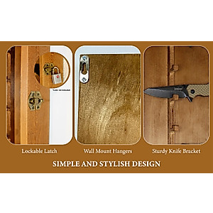 Wooden Knife Display Case with Lockable Clear Acrylic Cover - Wall Knife Display - Pocket Knife Display Case – Knife Cases for Collections - Knife Shadow Box