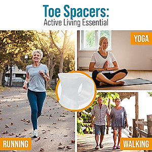 5 STARS UNITED Toe Spacers for Men and Women – 4 Gel Toe Separators for Curled and Overlapping Toes, Bunions, Hammer Toe Straightener, Big and Second Toe Spreader - White