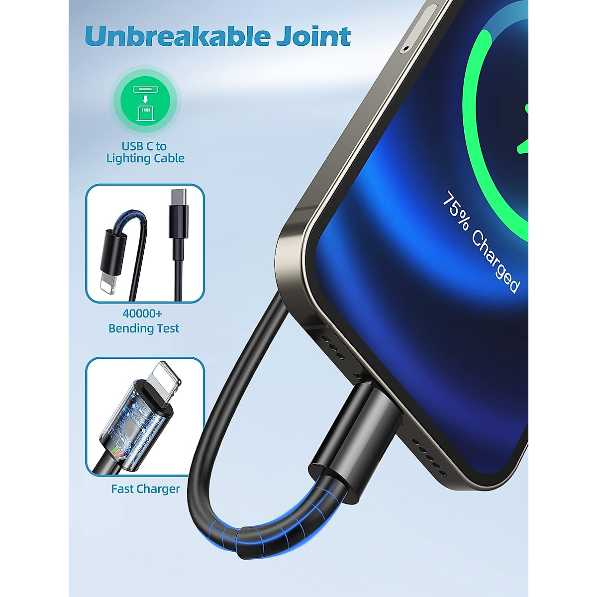 iPhone Super Fast Charger, 3 Pack 20W USB C Wall Charger with 3 Pack 6ft USB C to Lightning Quick Charging Cables, Compatible with iPhone 14/13/13Pro/12/12 Pro/Max/11/11Pro/XS/Max/XR/X/8/8Plus 1