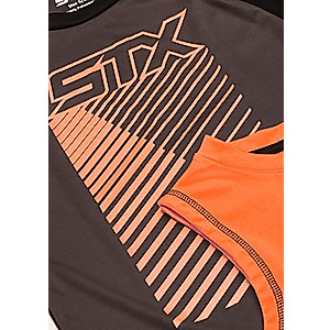 STX Little Boys Muscle Tank and T-shirt Set, Charcoal/Orange-SH55, 5/6