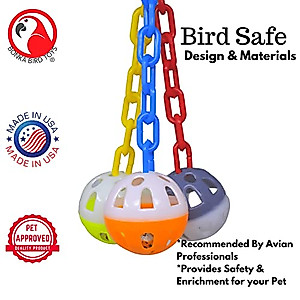 Bonka Bird Toys 1467 Ball Clanger Plastic Colorful Noisy Rattle Parrot Parrotlet Parakeet Budgie
