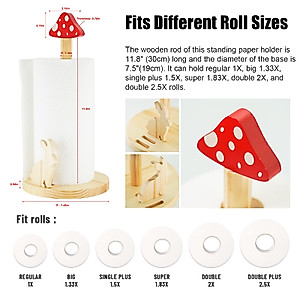 Wood Paper Towel Holder, Farmhouse Rustic Paper Towel Holder Countertop Standing Paper Towel Organizer Roll Dispenser, Wooden Paper Towel Roll Holders for Kitchen Home Decor (Rabbit and Mushroom)