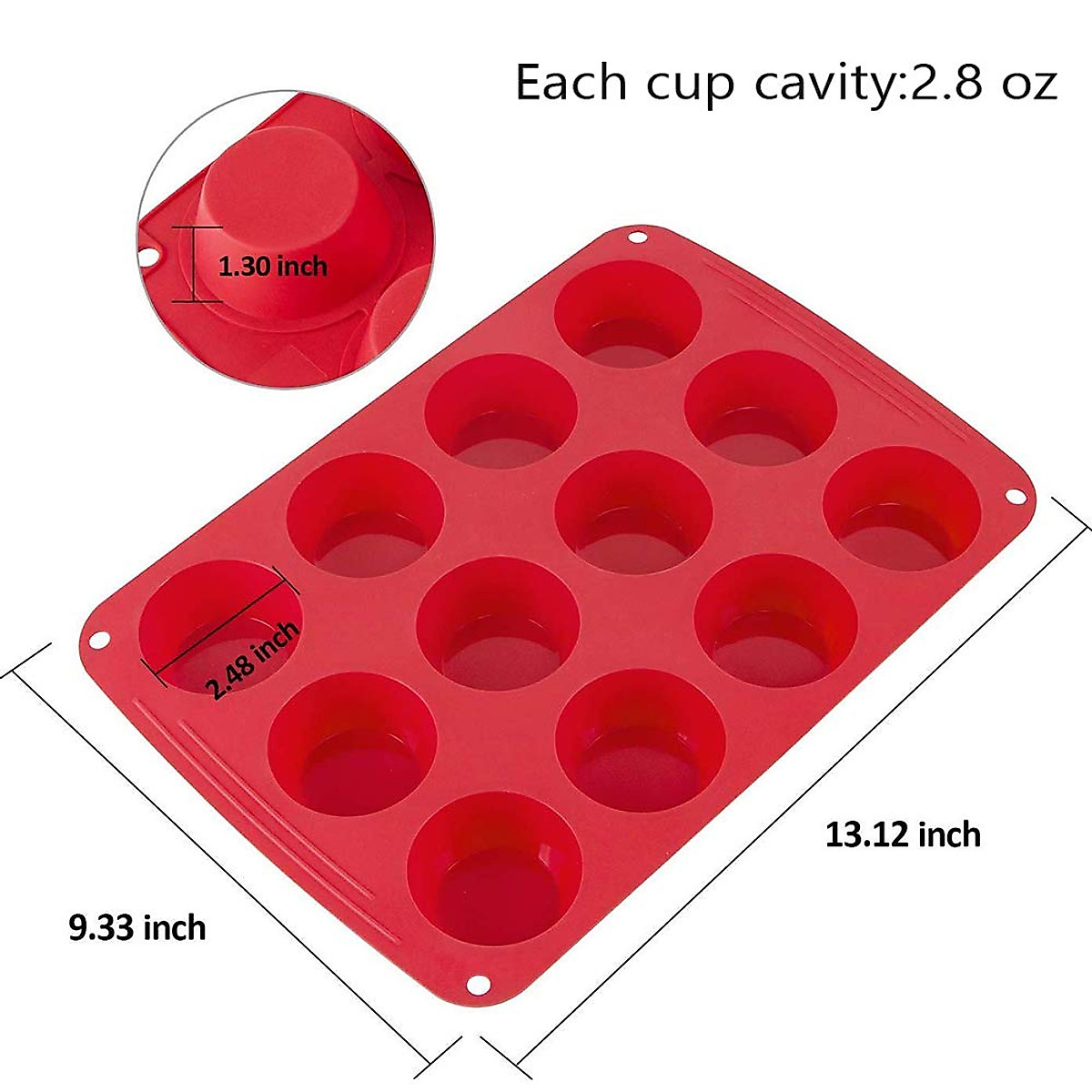 Webake Muffin Pan 12 Cup, European Silicone Cupcake Pan, Nonstick Muffin Tray Cupcake Liner Egg Muffin Tin, 2 Pack Baking Molds Silicone Bakeware