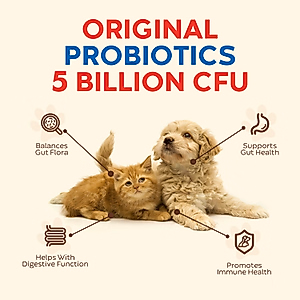 Probiotics for Dogs and Cats, 5 Billion CFU, Veterinarian Formulated, Digestive & Immune Health, Gut Flora Balance, All Natural Probiotic Powder, Chicken Liver Flavor, 20 Sticks