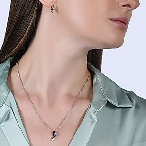 Jewelili Enchanted Disney Fine Jewelry Sterling Silver with 1/20 CTTW Diamonds and London Blue Topaz Cinderella 70th Anniversary Slipper Pendant