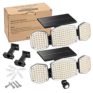 Solar Lights Outdoor 216LED Solar Flood Powered Security Lights with Motion Sensor,3 Head Adjustable 360° IP65+ Waterproof Spotlights Lights For Wall Deck Shed Yard Patio Garden Lighting 1200LM