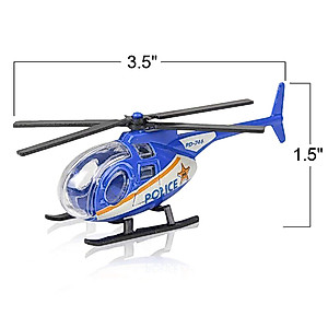ArtCreativity Diecast Helicopters - Pack of 4 - Police, Fire Engine, EMS, and Military Diecast Toy Choppers with Spinning Propellers, Birthday Party Favors for Boys and Girls